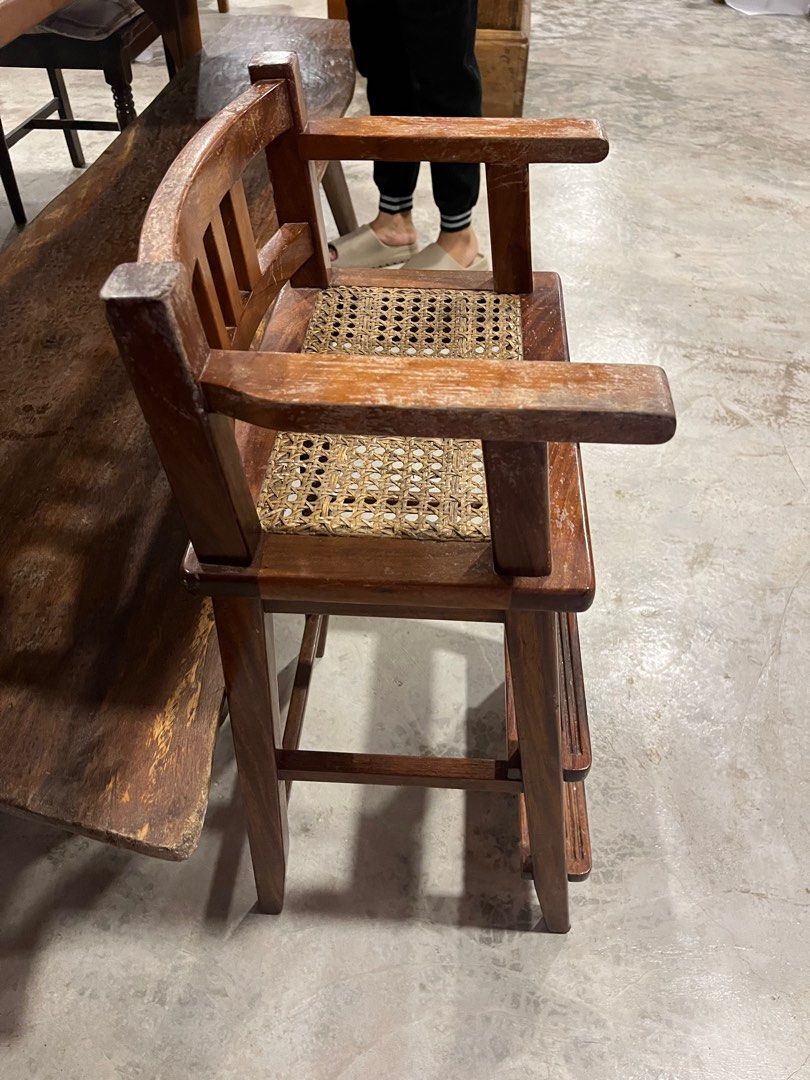 Native wooden and rattan baby chair high chair, Furniture & Home Living ...
