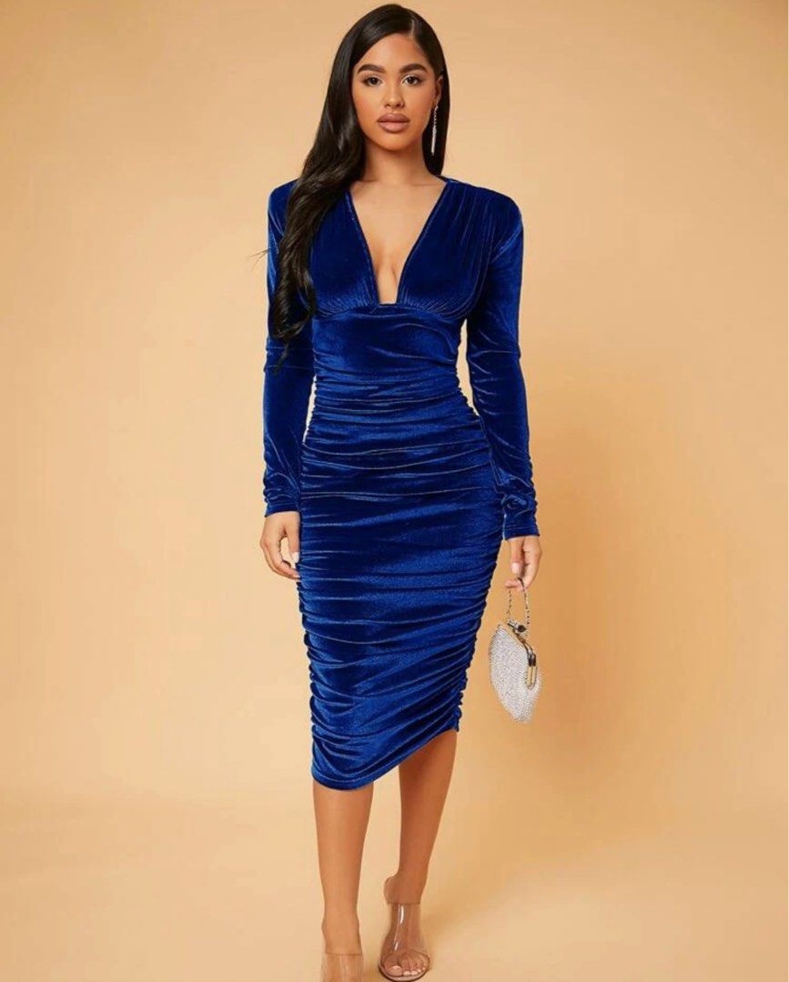 Navy Blue Fitted Dress, Women's Fashion, Dresses & Sets, Dresses on ...