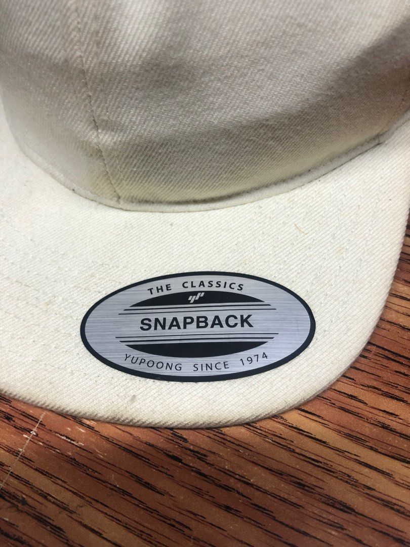 Plain white snap back the classic by yupoong cap topi hat, Men's ...