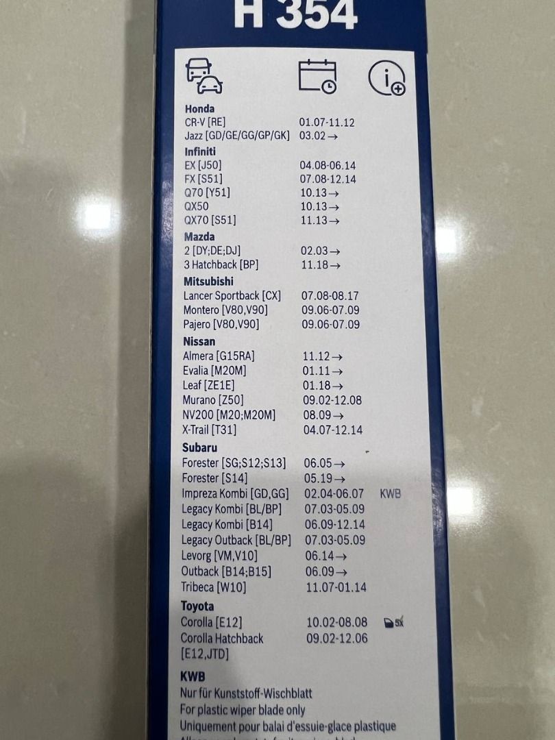 (Ready Stock) Bosch H352/H354 Rear Wiper, Car Accessories, Accessories ...