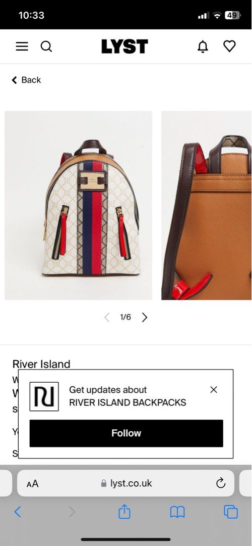 River Island small backpack, Women's Fashion, Bags & Wallets, Backpacks ...