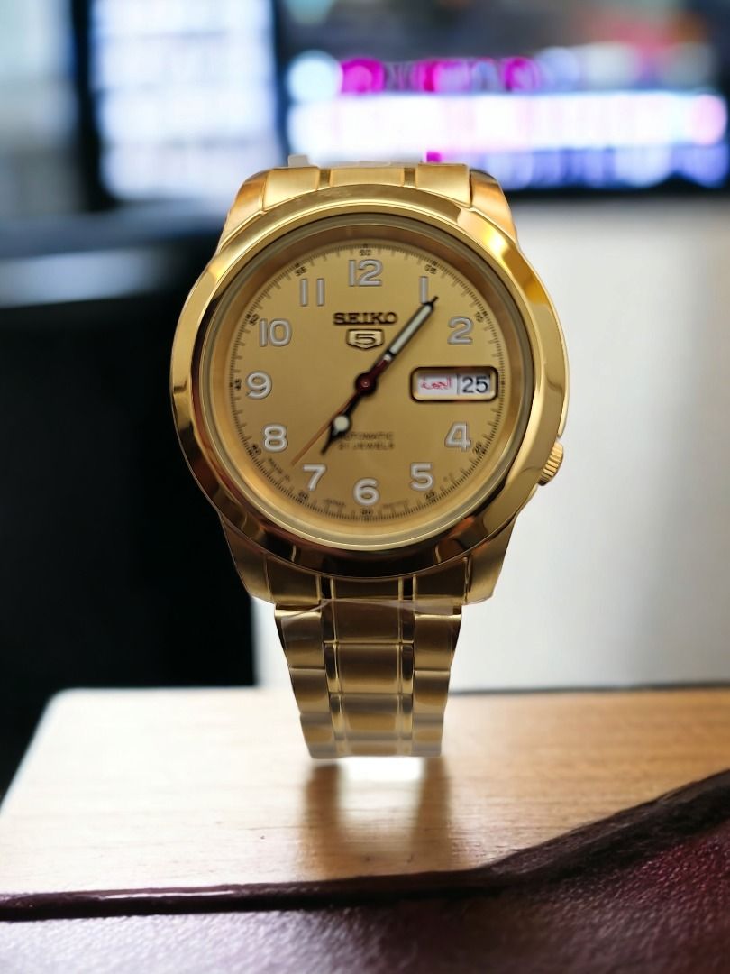 Seiko 5 Automatic Gold tone Men's Watch SNKK38J1, Men's Fashion ...