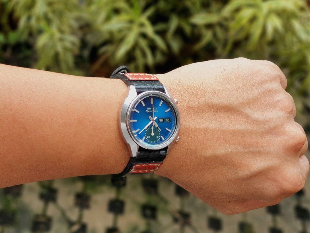 Seiko Speedtimer atomatic Chronograph 6139-8050 deep blue sea dial ...