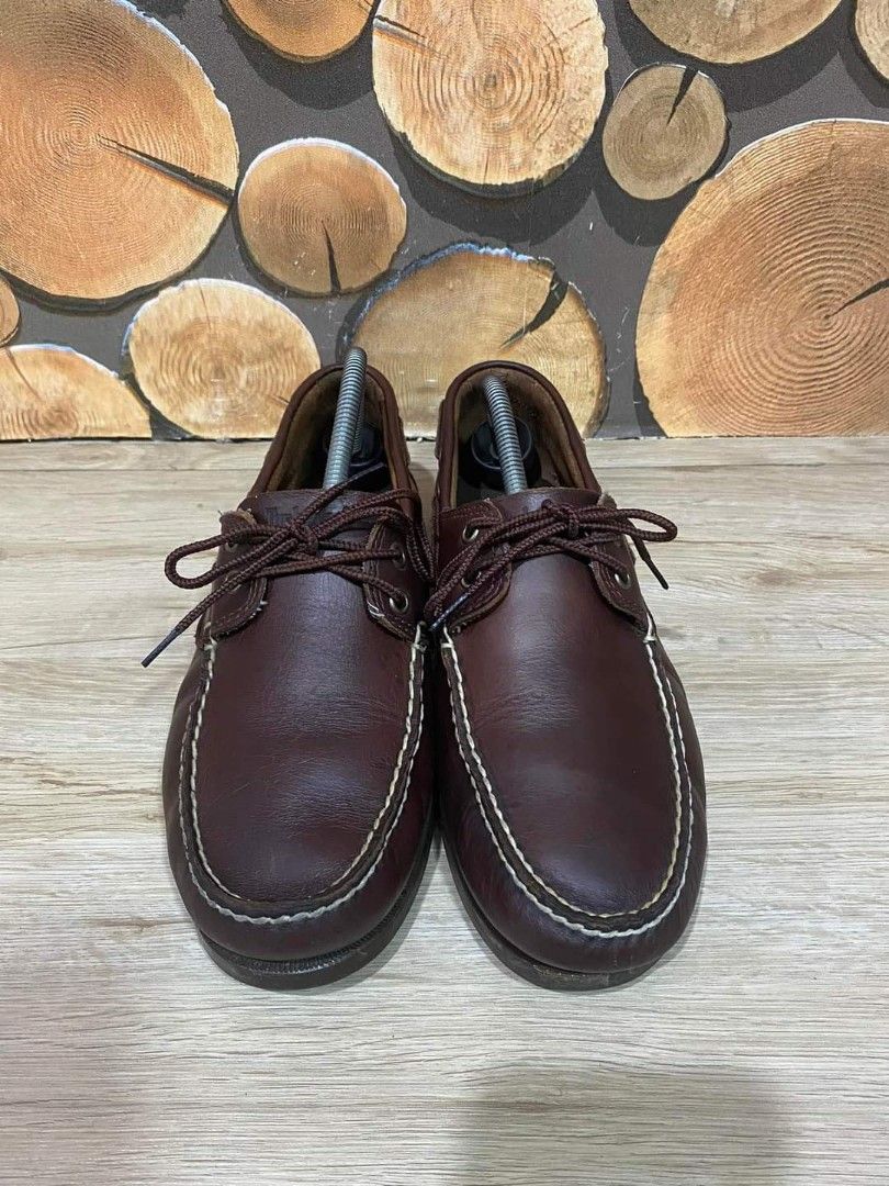 Timberland Cedar Bay Boat Shoe Dark Brown Leather original, Fesyen Pria ...