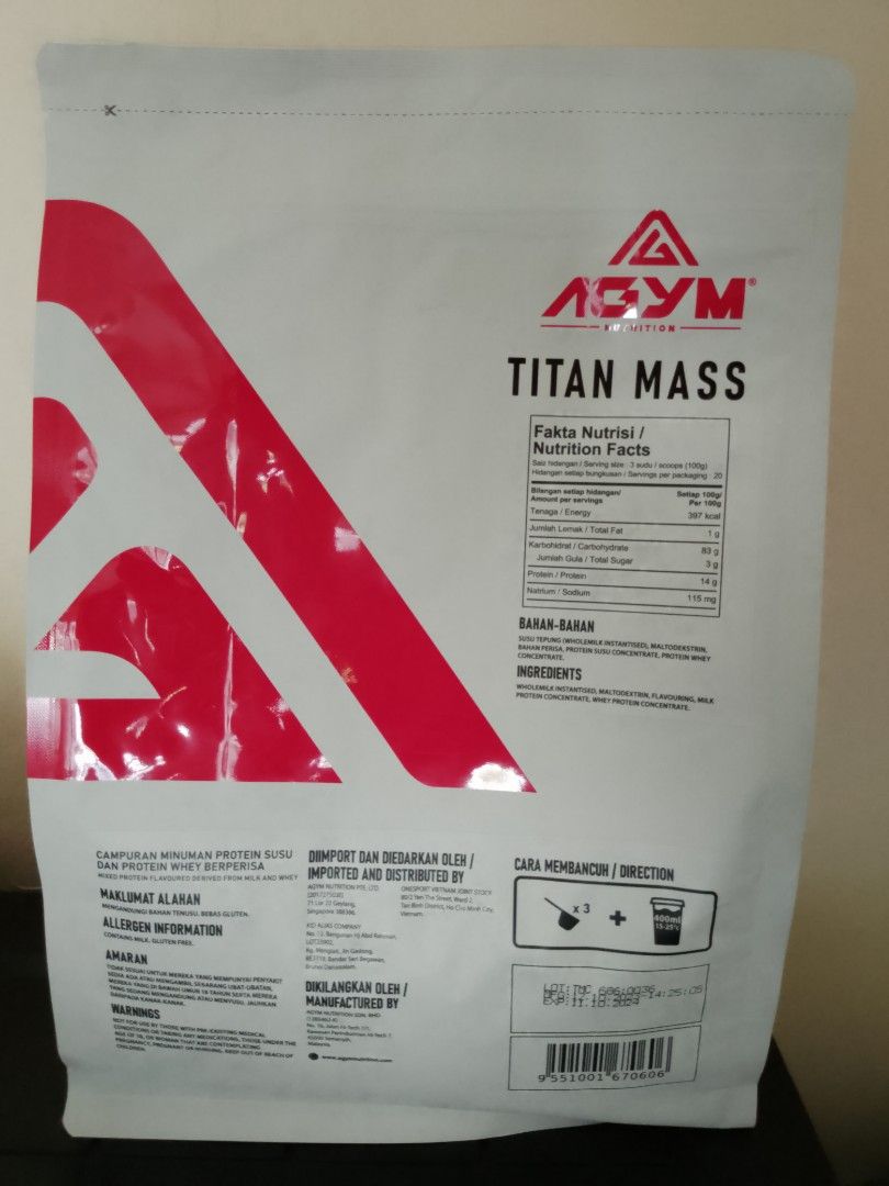 Titan mass protein 2kg, Health & Nutrition, Health Supplements, Sports ...