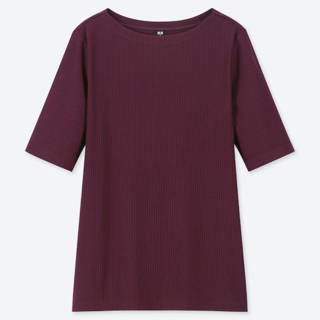 UNIQLO ribbed boat neck top, Women's Fashion, Tops, Blouses on Carousell