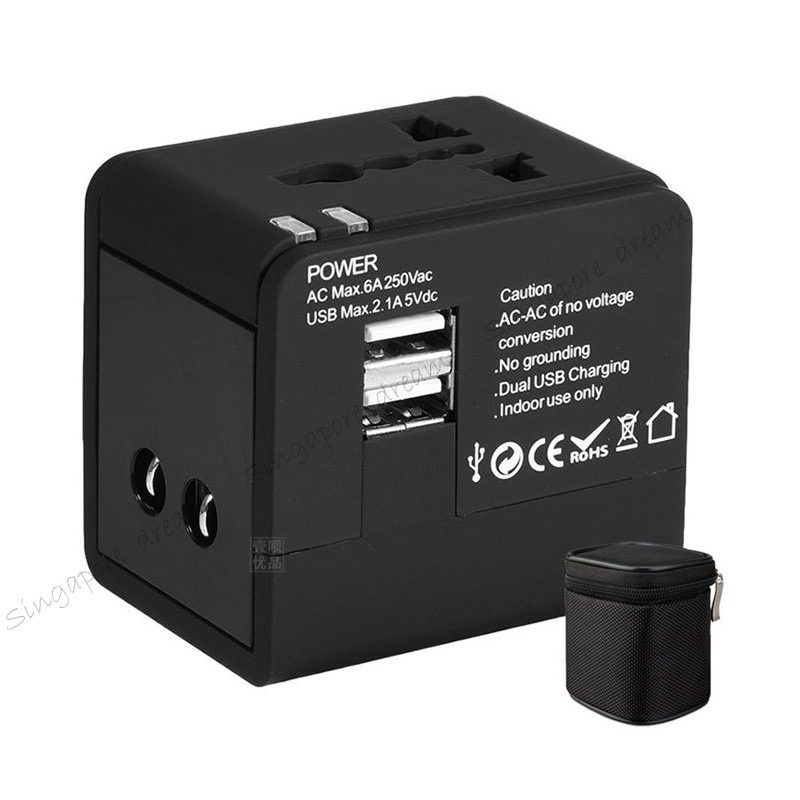 Universal Travel Plug Power Adapter Wall Multi-function Conversion Plug (Black), Computers ...
