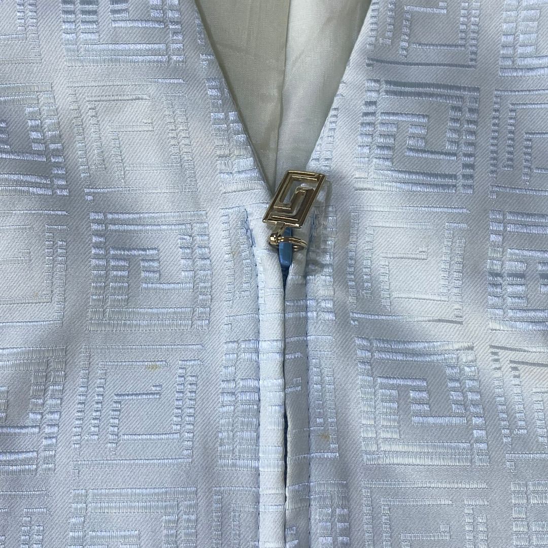 Versace Classic Vintage Light Blue Greca Embroidered Jacket & Skirt Set ...