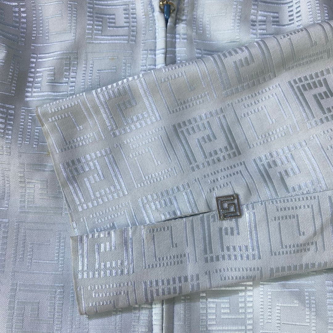 Versace Classic Vintage Light Blue Greca Embroidered Jacket & Skirt Set ...