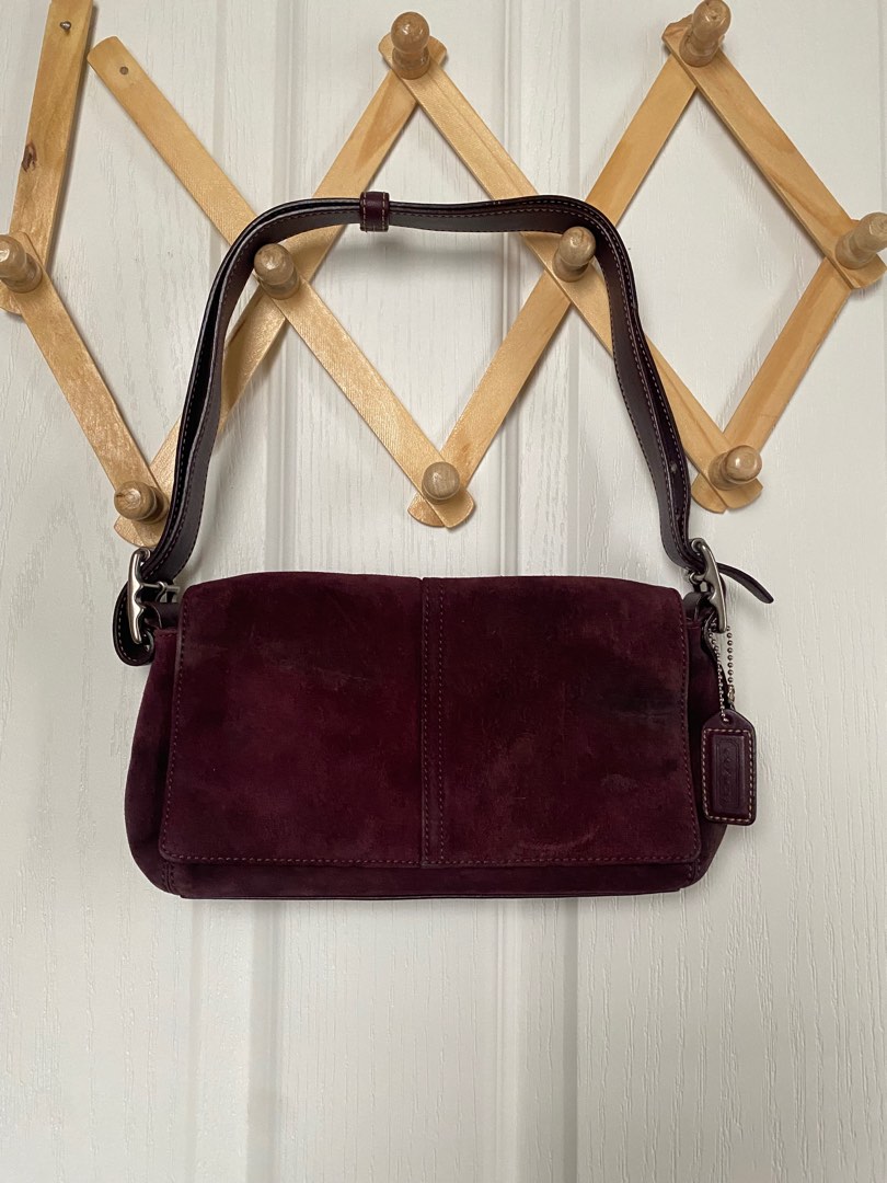 Vintage suede coach baguette bag, Luxury, Bags & Wallets on Carousell
