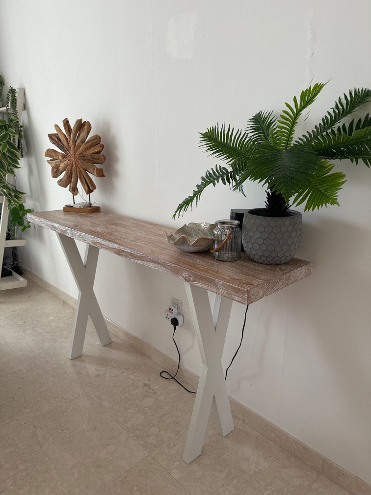 White washed teak high table, Furniture & Home Living, Furniture ...