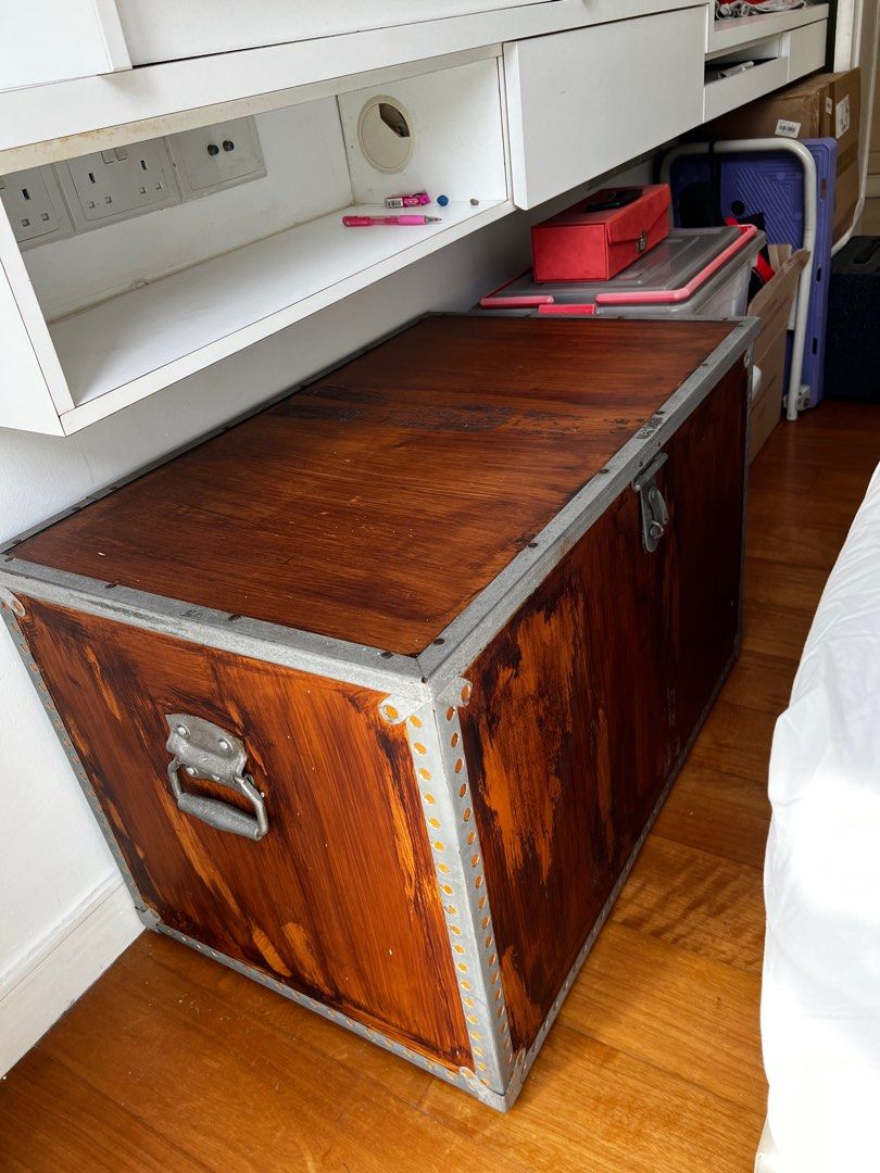 Wooden Trunk with metal frame, Furniture & Home Living, Home ...