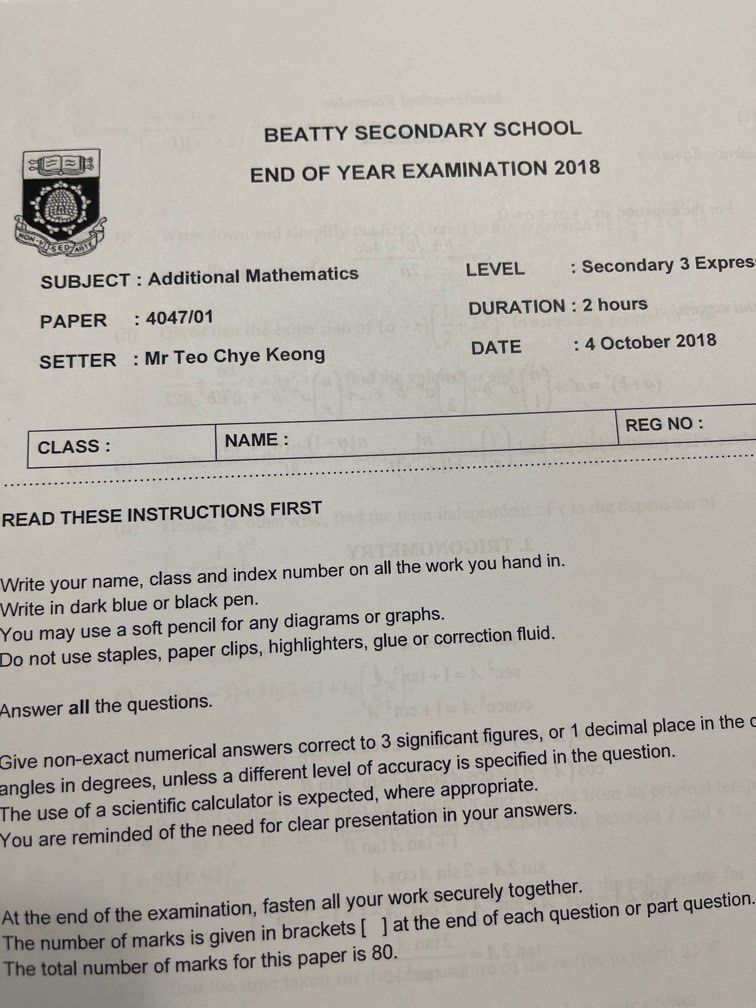 2018 Amath end of year exam papers from 8 schools, Hobbies & Toys ...