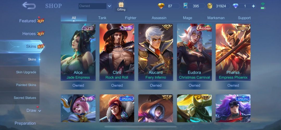 2 Collector Mlbb Acc MYTHICAL HONOR RANKED 114 Magic Cores!!, Video ...