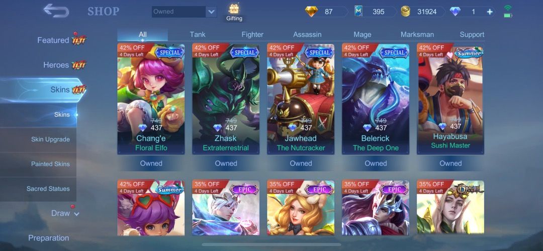 2 Collector Mlbb Acc MYTHICAL HONOR RANKED 114 Magic Cores!!, Video ...