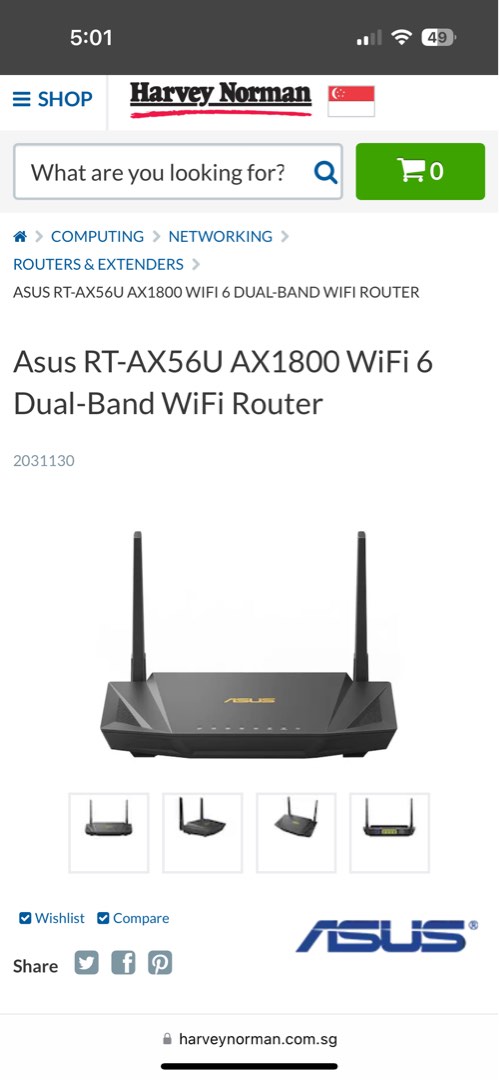 Asus RT-AX56U AX1800 WiFi 6 Dual-Band WiFi Router, Computers & Tech ...