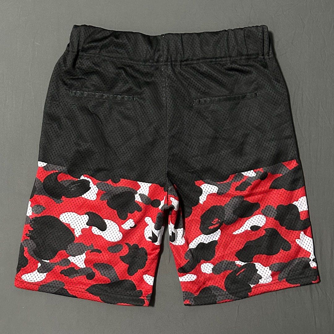 Bape red camo mesh shorts, Men's Fashion, Bottoms, Shorts on Carousell