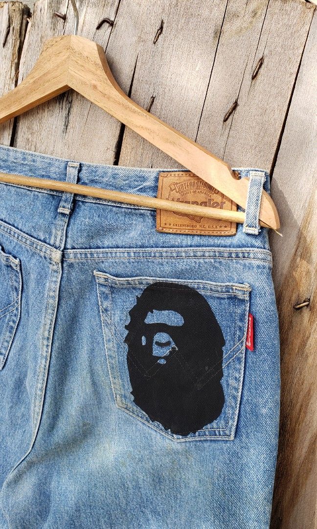 Bathing ape jeans custom, Men's Fashion, Bottoms, Jeans on Carousell