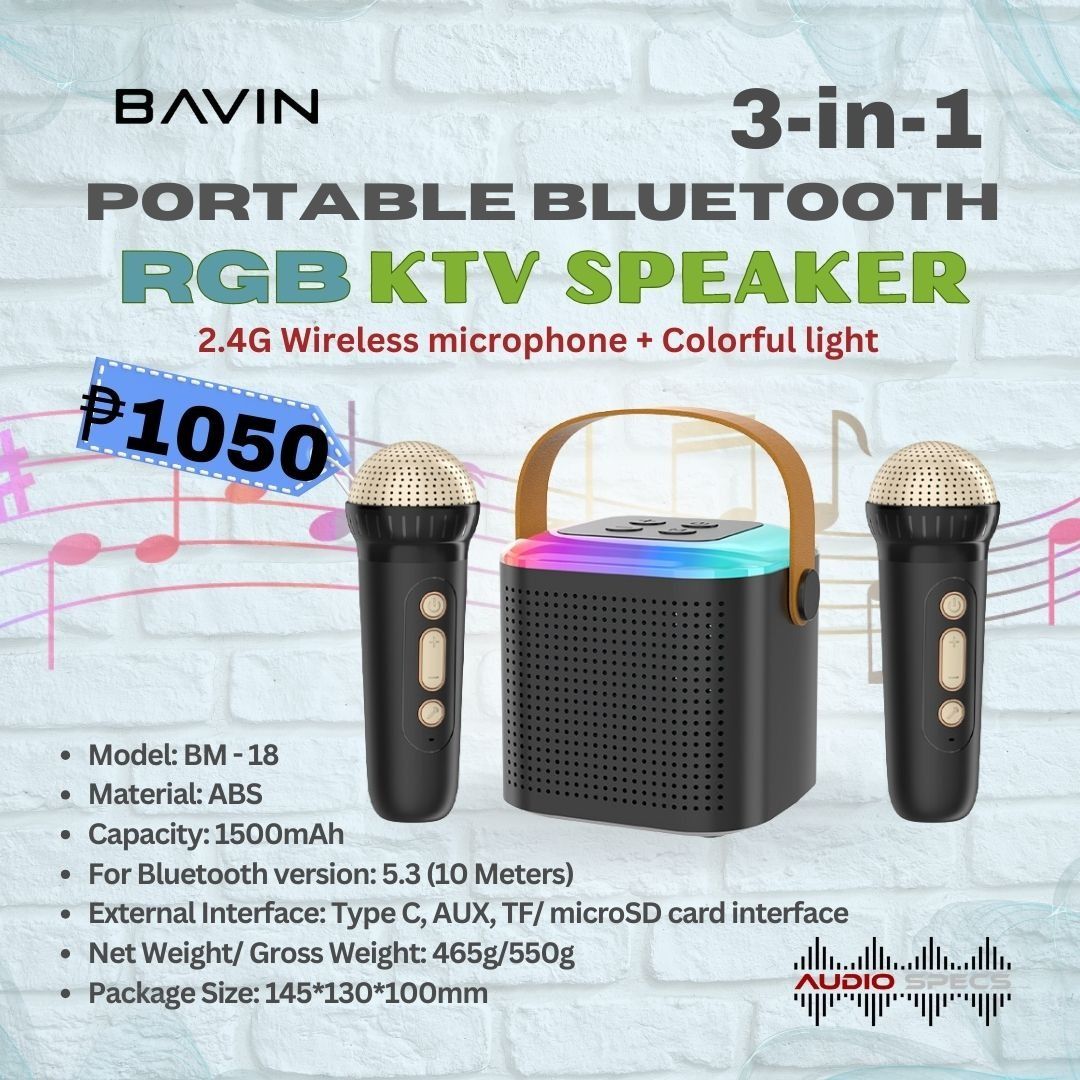 BAVIN BM-18 Portable Bluetooth Speaker with Wireless Microphone + Colorful light + RGB light ...