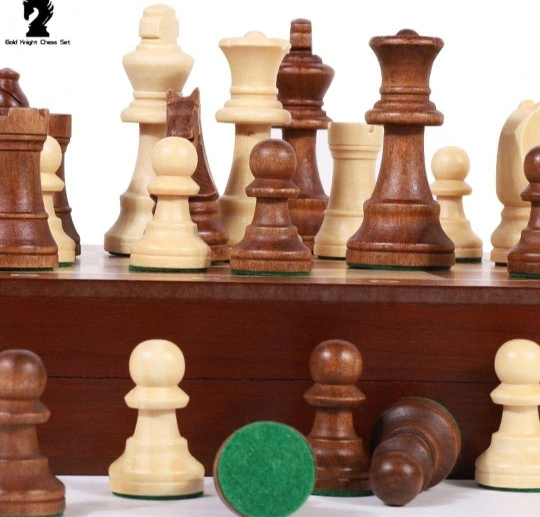 Gold Knight Beautiful Staunton Chess Set Solid Linden Wood 40cm / 47cm ...