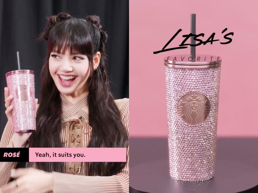 BLACKPINK Lisa x Starbucks tumbler 聖誕禮物 jisoo jennie rose, 傢俬＆家居, 廚具和餐具 ...