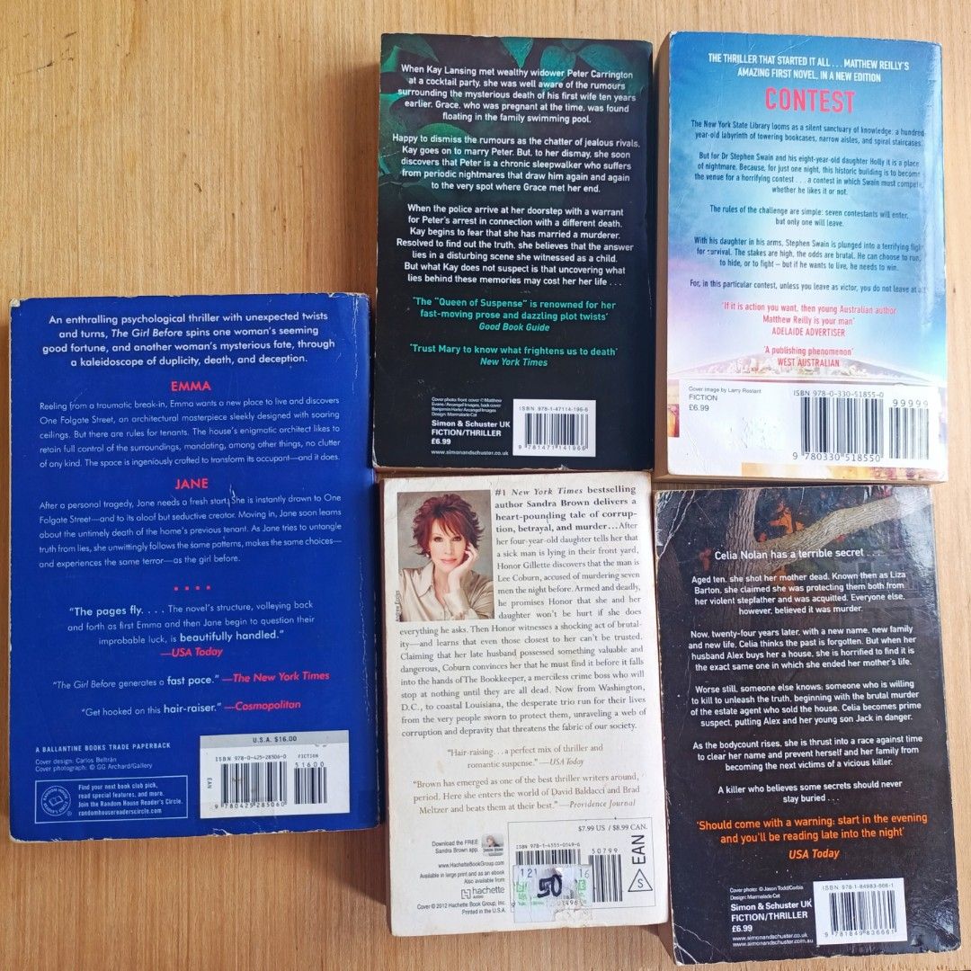 (Book Bundles) JP DELANEY, MARY HIGGINS CLARK, MATTHEW REILLY, SANDRA ...