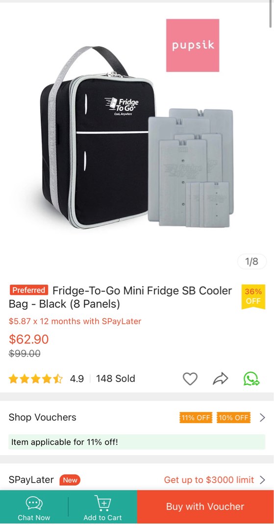 BRAND NEW Fridge-To-Go Mini Fridge SB Cooler Bag - Black (8 Panels ...