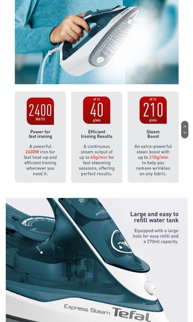 Brand New Tefal Express Steam Iron FV2831, TV & Home Appliances, Irons ...