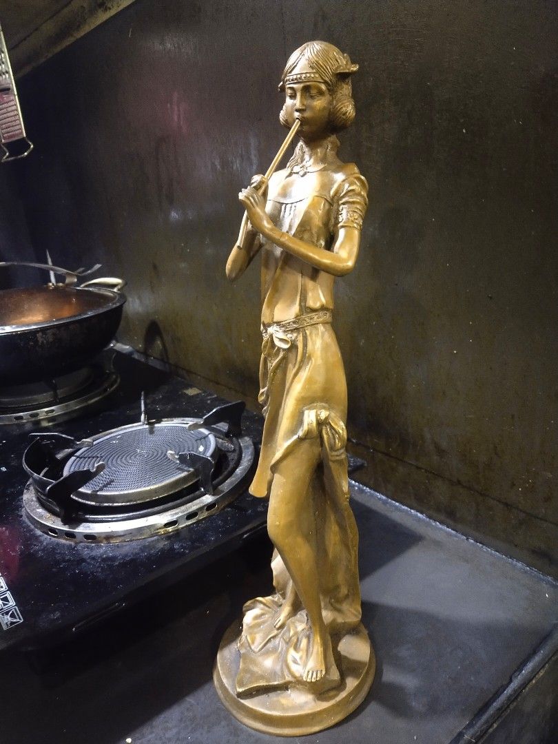Brass lady musician statue display, Hobbies & Toys, Memorabilia ...