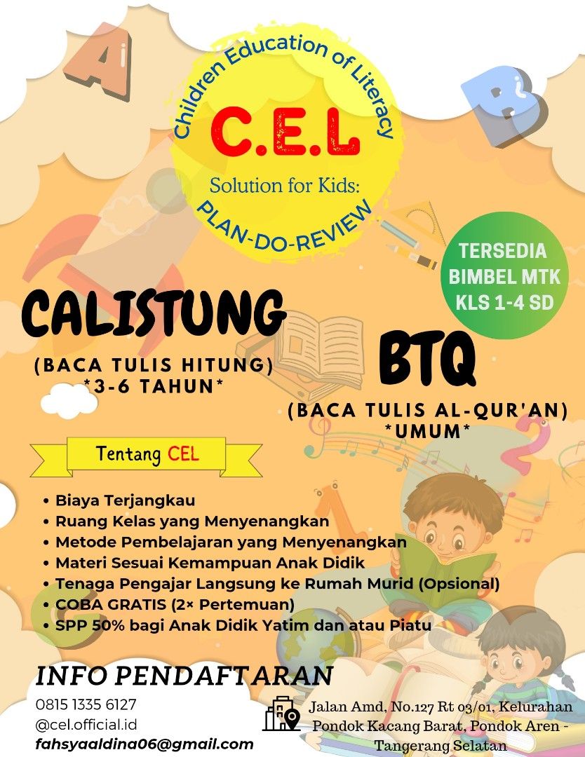 CALISTUNG, BTQ, BIMBEL MTK SD, Jasa, Kursus dan Bimbingan Belajar di ...