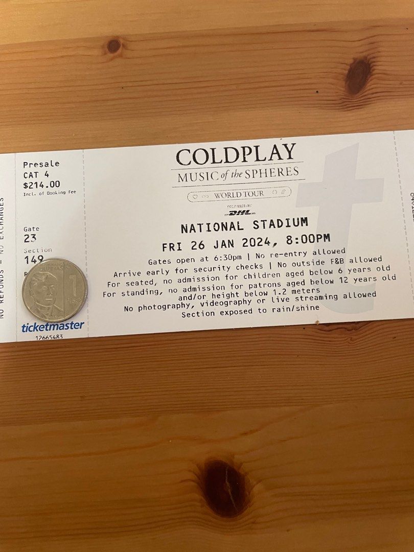 Coldplay concert physical ticket, Tickets & Vouchers, Event Tickets on ...