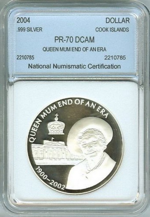 COOK ISLANDS 科克群島 Queen Mother $1 - 2004 (NNC 評級 PR-70) 純銀 精鑄硬幣, 興趣及遊戲 ...