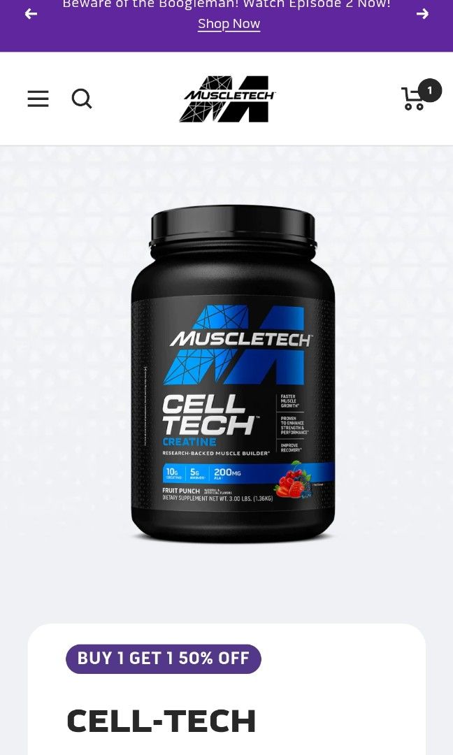 MuscleTech Creatine Fruit Punch, Health & Nutrition, Health Supplements ...