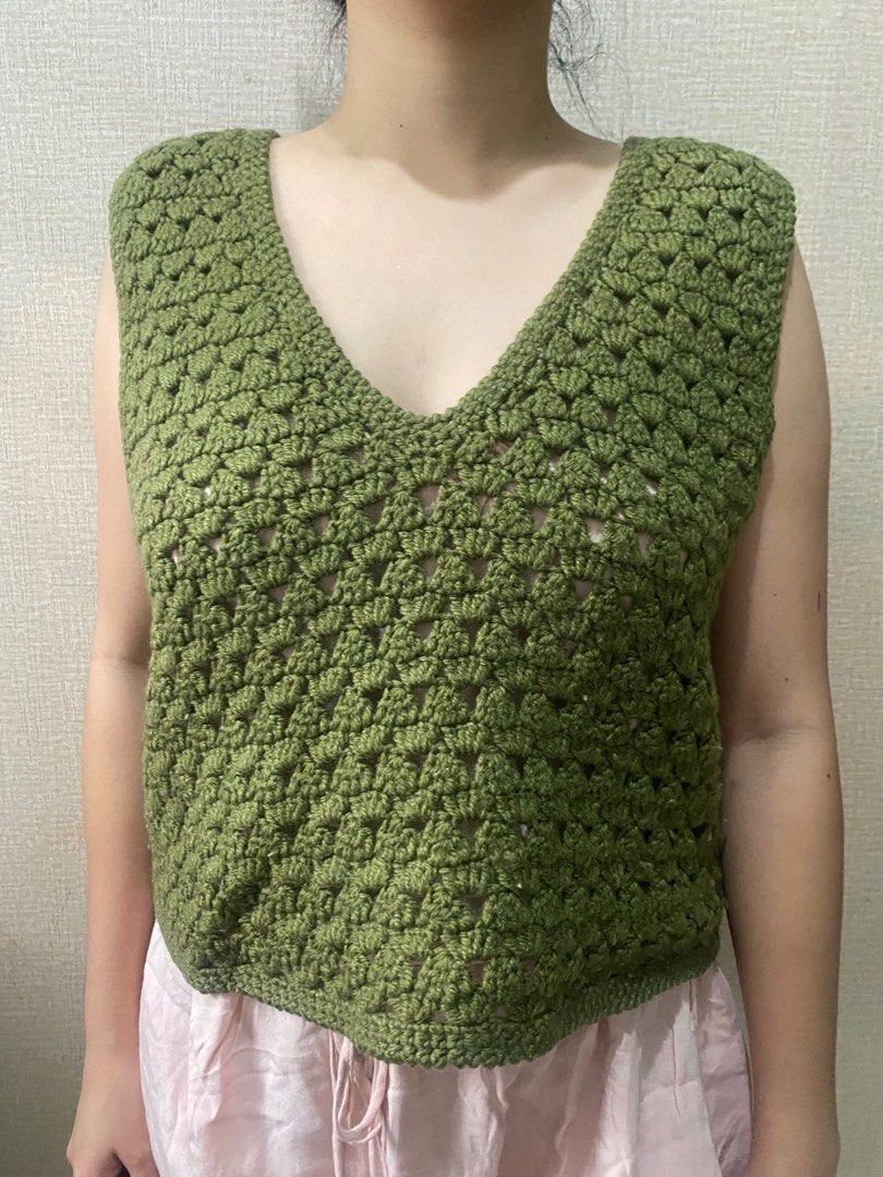 Crochet hanging top, Women's Fashion, Tops, Blouses on Carousell