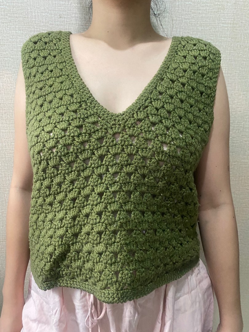 Crochet hanging top, Women's Fashion, Tops, Blouses on Carousell