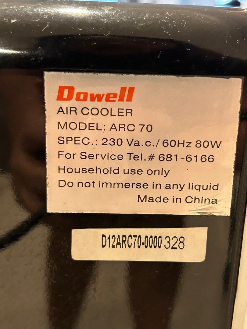 Dowell Air Cooler ARC 70, TV & Home Appliances, Air Conditioning and ...