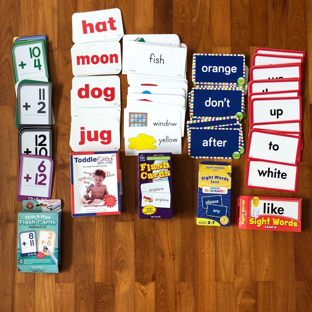 English sight words Math addition pictorial phonics flash cards for ...