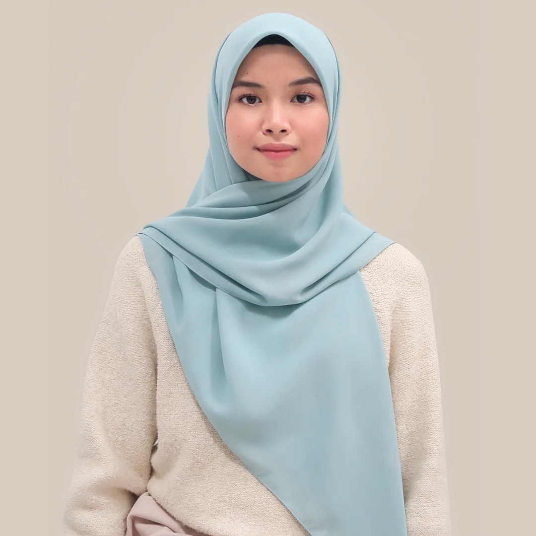 Epscarf Ocean Blue Chiffon Bawal Square, Women's Fashion, Muslimah Fashion, Hijabs on Carousell