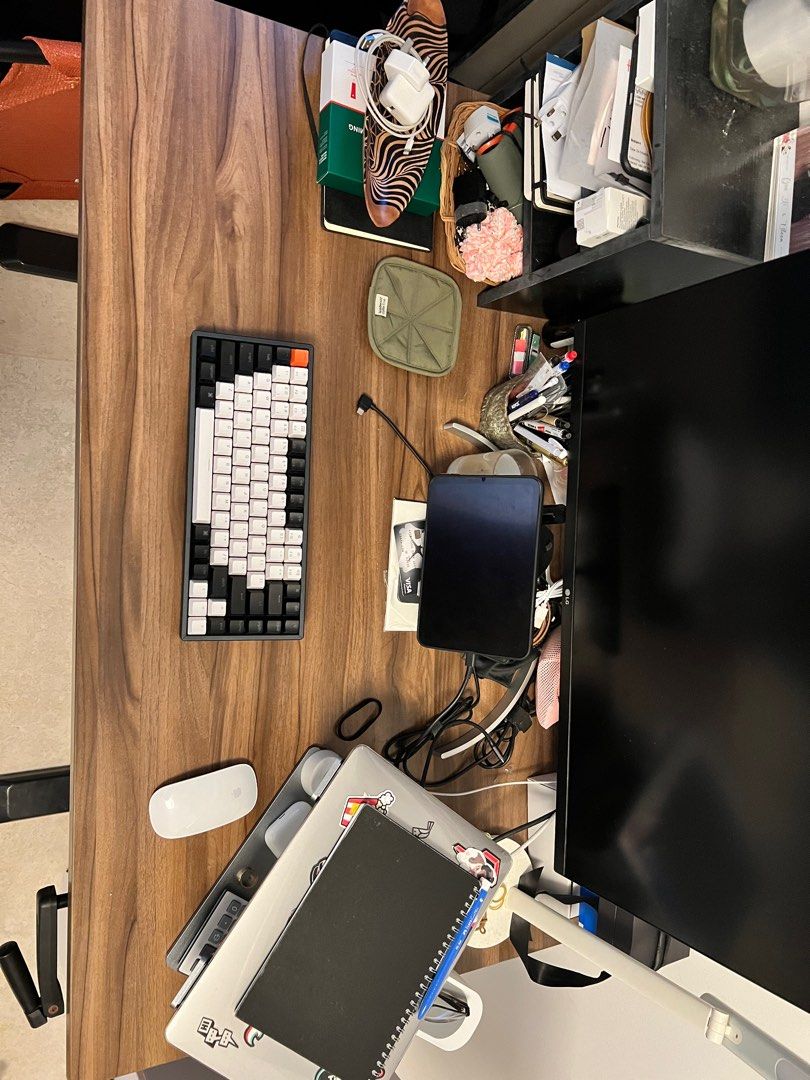 Everdesk Adjustable Height Study Table (Walnut colour), Furniture ...