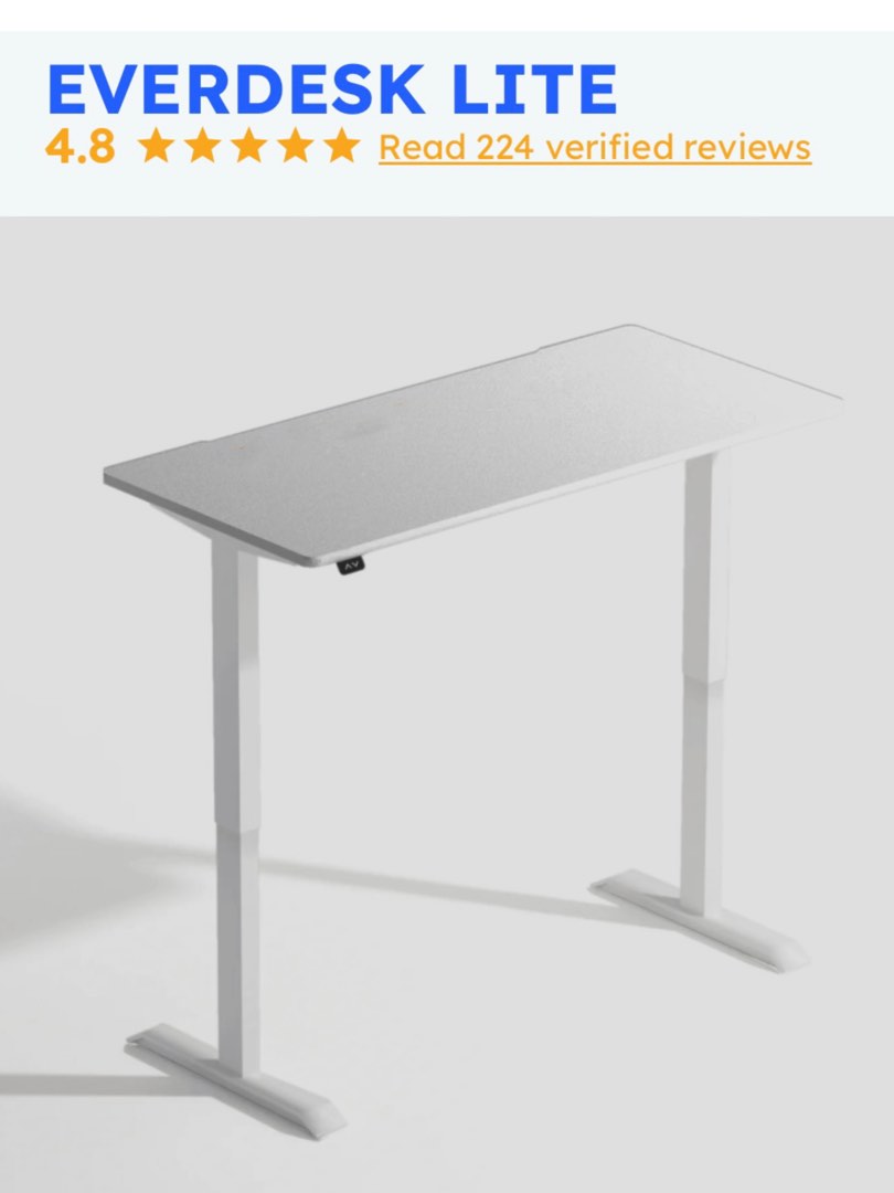 Everdesk Lite Standing Desk 120x60 in Lily White, Furniture & Home ...