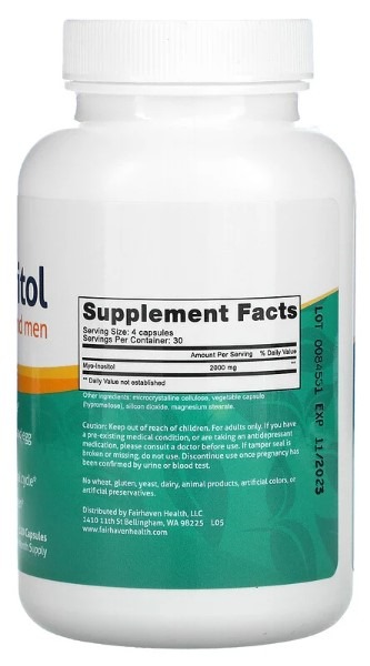 Fairhaven Health, Myo-Inositol, For Women and Men, 120 Capsules, Health ...