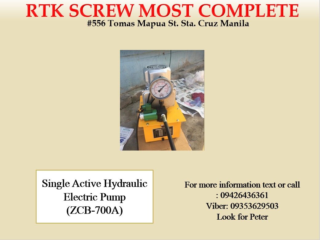 FOR SALE - Single Active Hydraulic Electric Pump (ZCB-700A), Commercial & Industrial ...