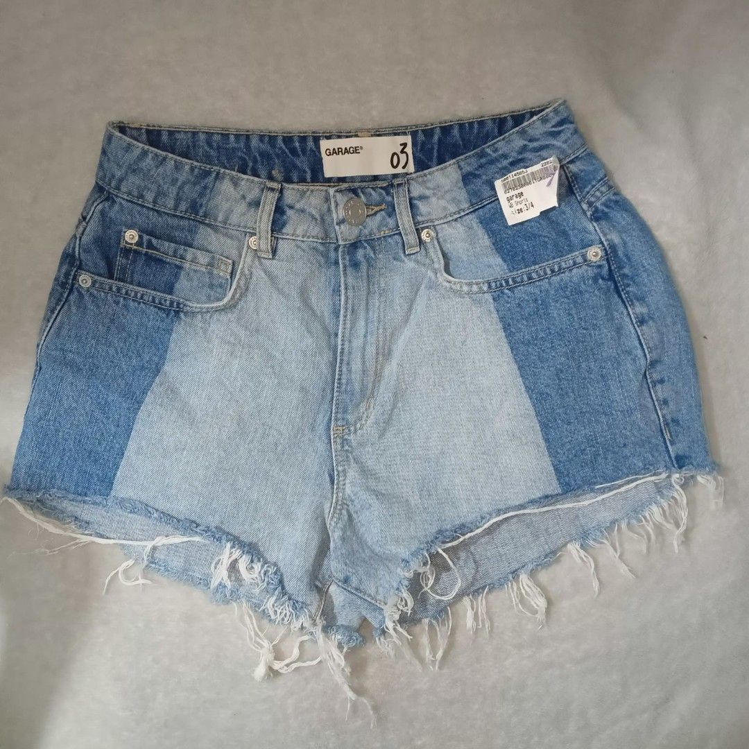 Garage Two Tone Denim Tattered Short, Women's Fashion, Bottoms, Shorts ...