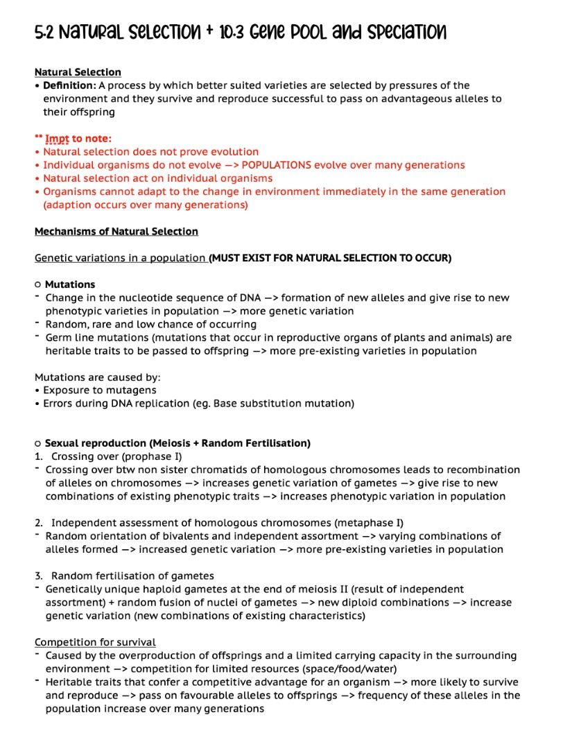 IB BIOLOGY TOPICAL NOTES (TOPIC 5: EVOLUTION), Hobbies & Toys, Books ...