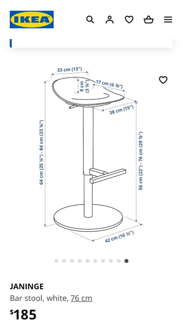 IKEA bar stool Janinge, Furniture & Home Living, Furniture, Chairs on ...