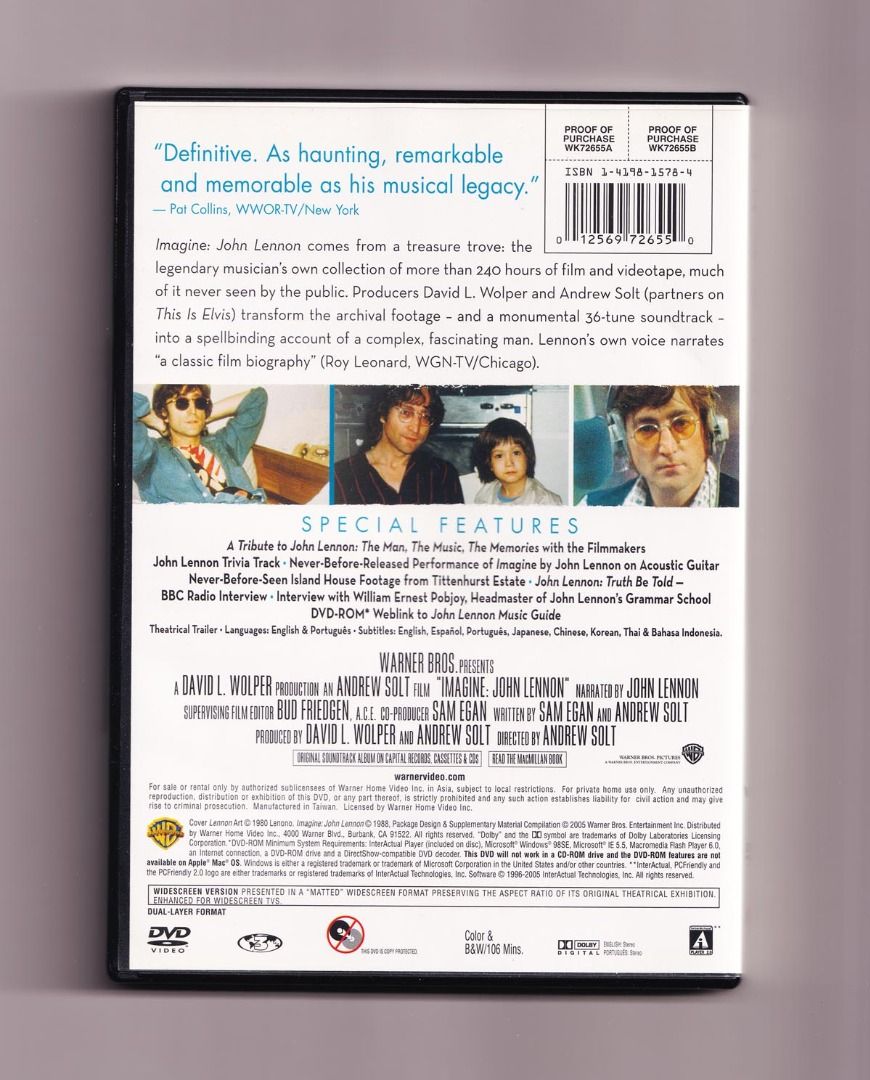 Imagine DVD & Cinema Flyer 1988 Deluxe Edition John Lennon Yoko Ono ...