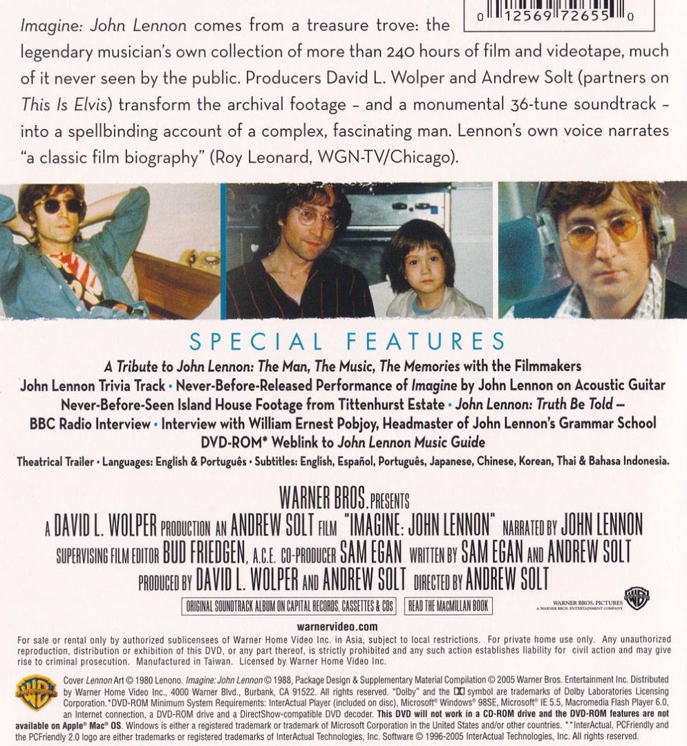 Imagine DVD & Cinema Flyer 1988 Deluxe Edition John Lennon Yoko Ono ...
