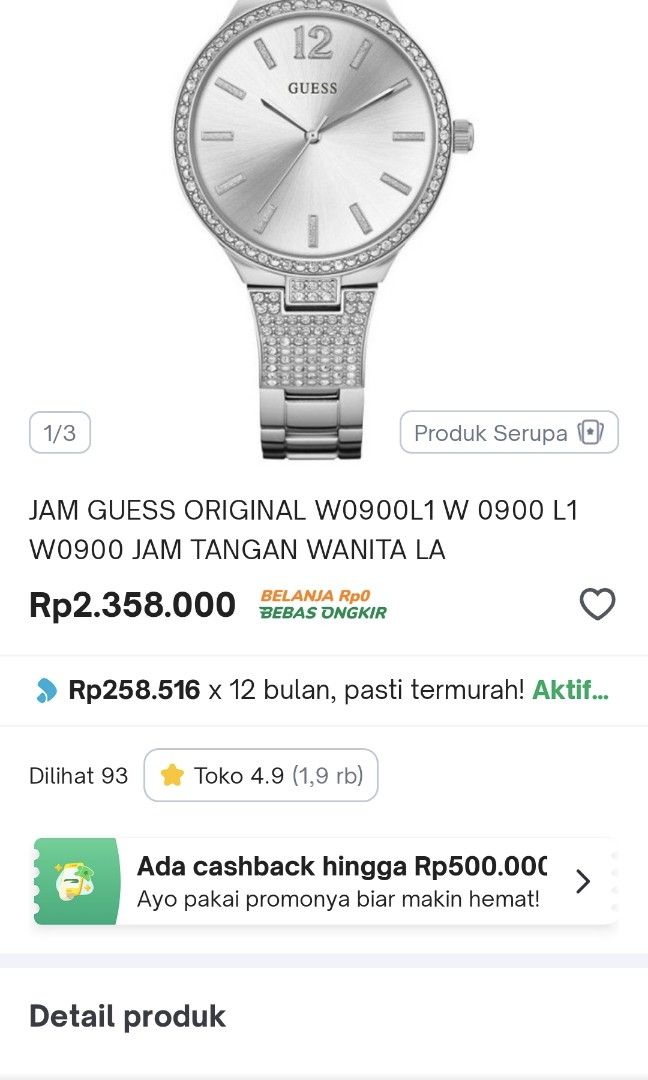 Jam Tangan Guess W0900L1, Fesyen Wanita, Jam Tangan di Carousell