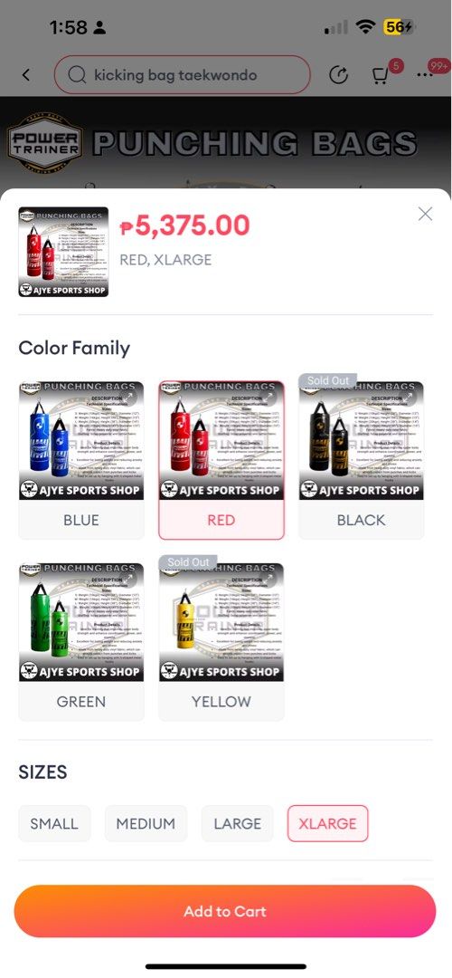 Kix Power Trainer Punching Bag XL 40kg, Sports Equipment, Sports ...