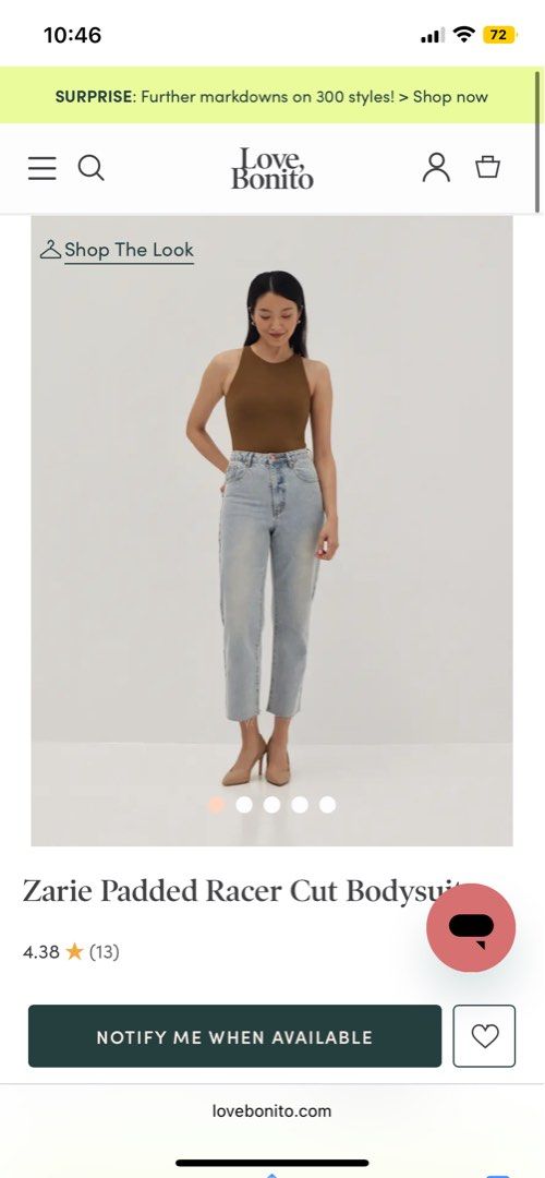 BNWT LB Zarie Padded Racer Cut Bodysuit, Women's Fashion, Tops ...